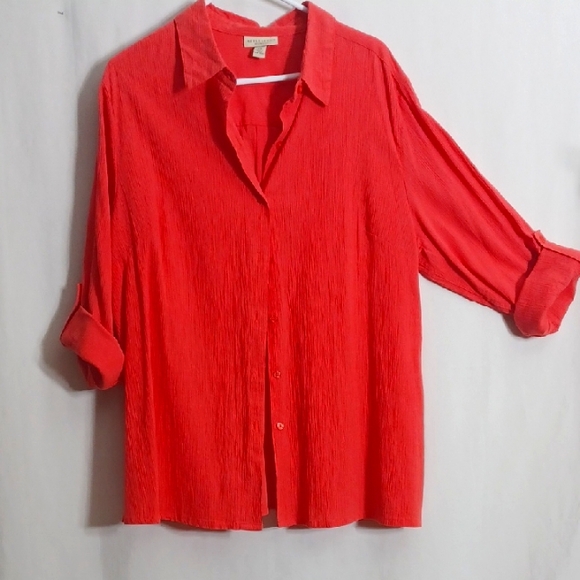 Appleseed's | Tops | Appleseeds Vibrant Coral Blouse | Poshmark